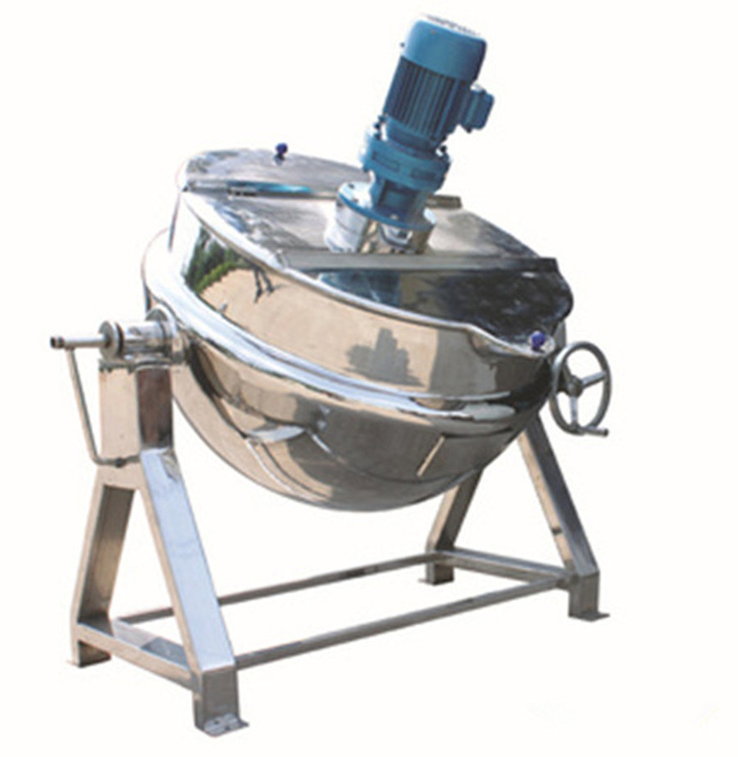 Food Industry Stainless Steel Steam Jacketed Kettle With Mixer / Scraper