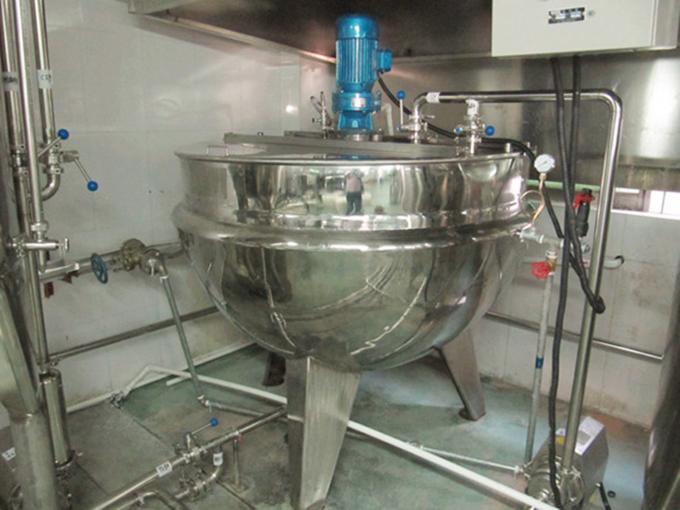 Food Industry Stainless Steel Steam Jacketed Kettle With Mixer / Scraper